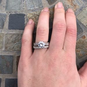 Jewelry | Round Solitaire Silver Wedding Ring Set | Poshmark